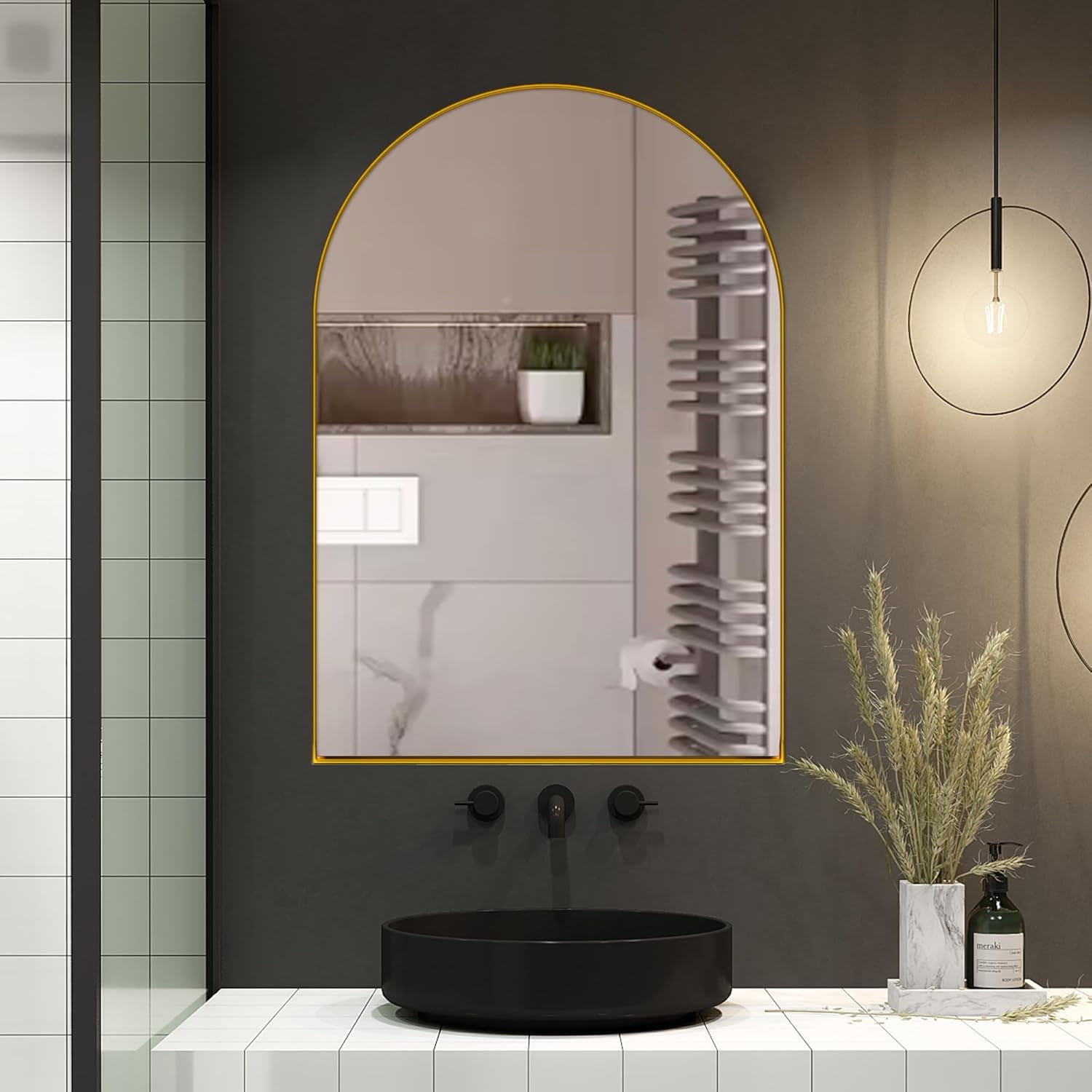 20x34 Inch Oval Recessed White Metal Framed Medicine Cabinet Bathroom ...