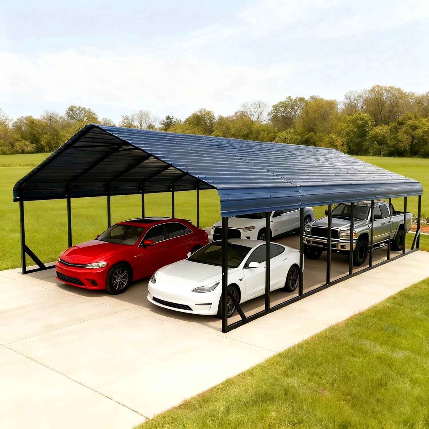 20x40 ft Portable Garage Heavy-Duty Metal Carport Canopy Kit, All ...
