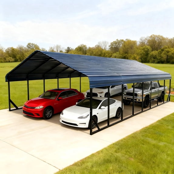 20x40 ft Portable Garage Heavy-Duty Metal Carport Canopy Kit, All ...