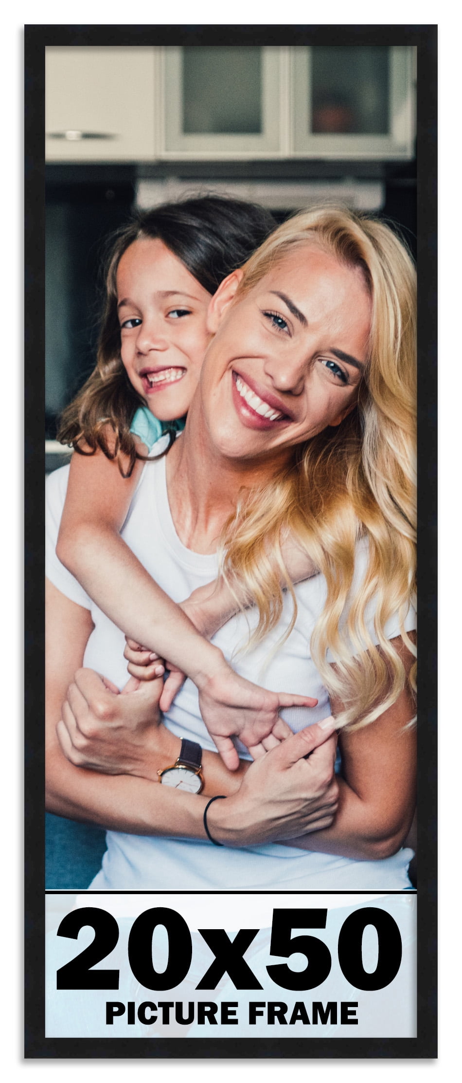 20x50 Frame Black Solid Wood Picture Frame | 0.75 Inch Moulding Width ...