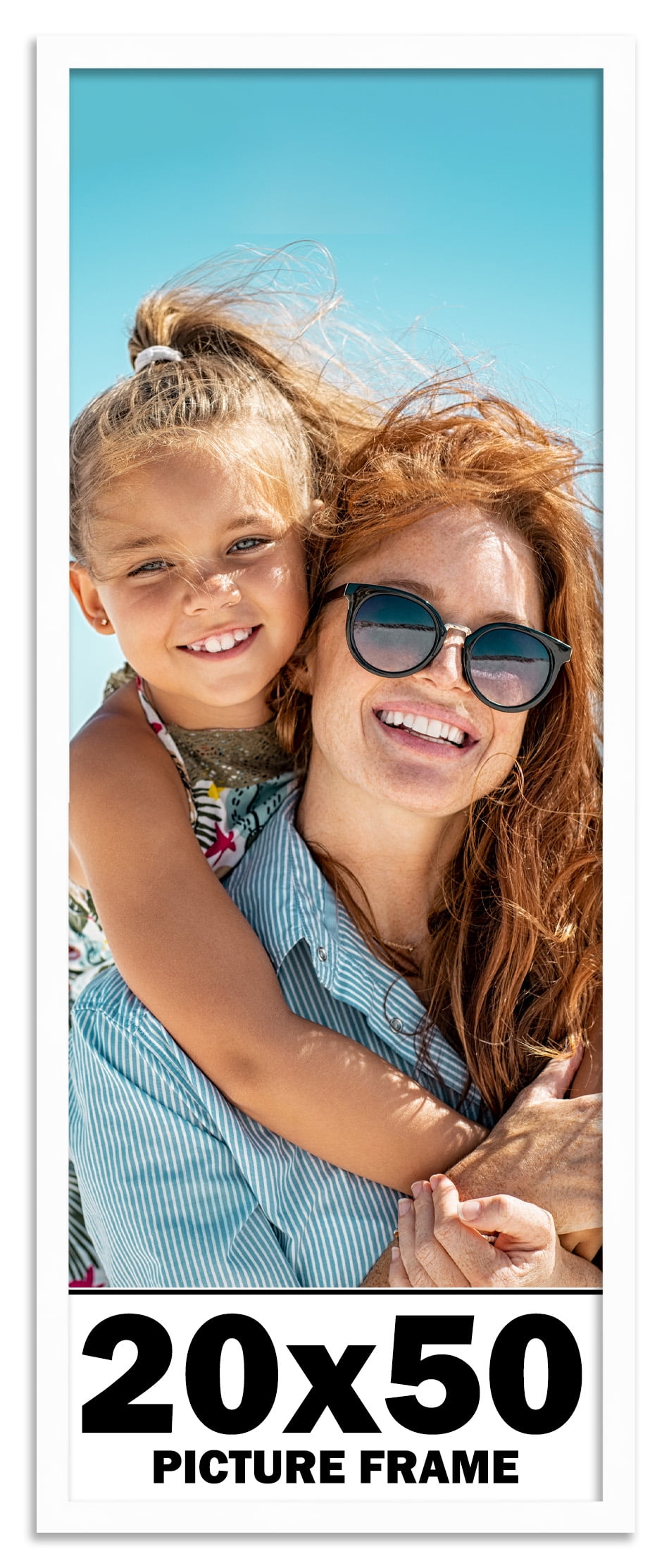 20x50 Frame White Solid Wood Picture Frame Includes UV Acrylic Shatter ...