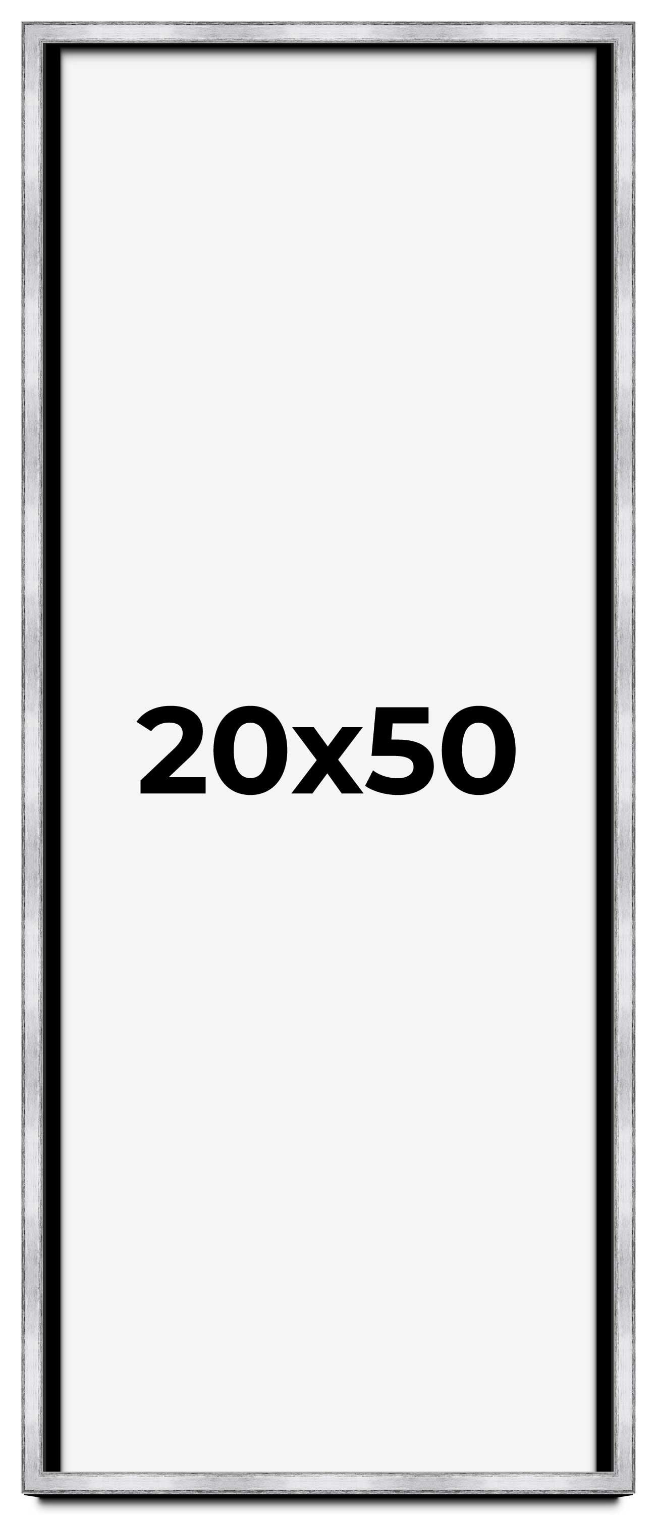 20x50 Shadow Box Frame Silver | 1.375 Inches Deep Real Wood ...