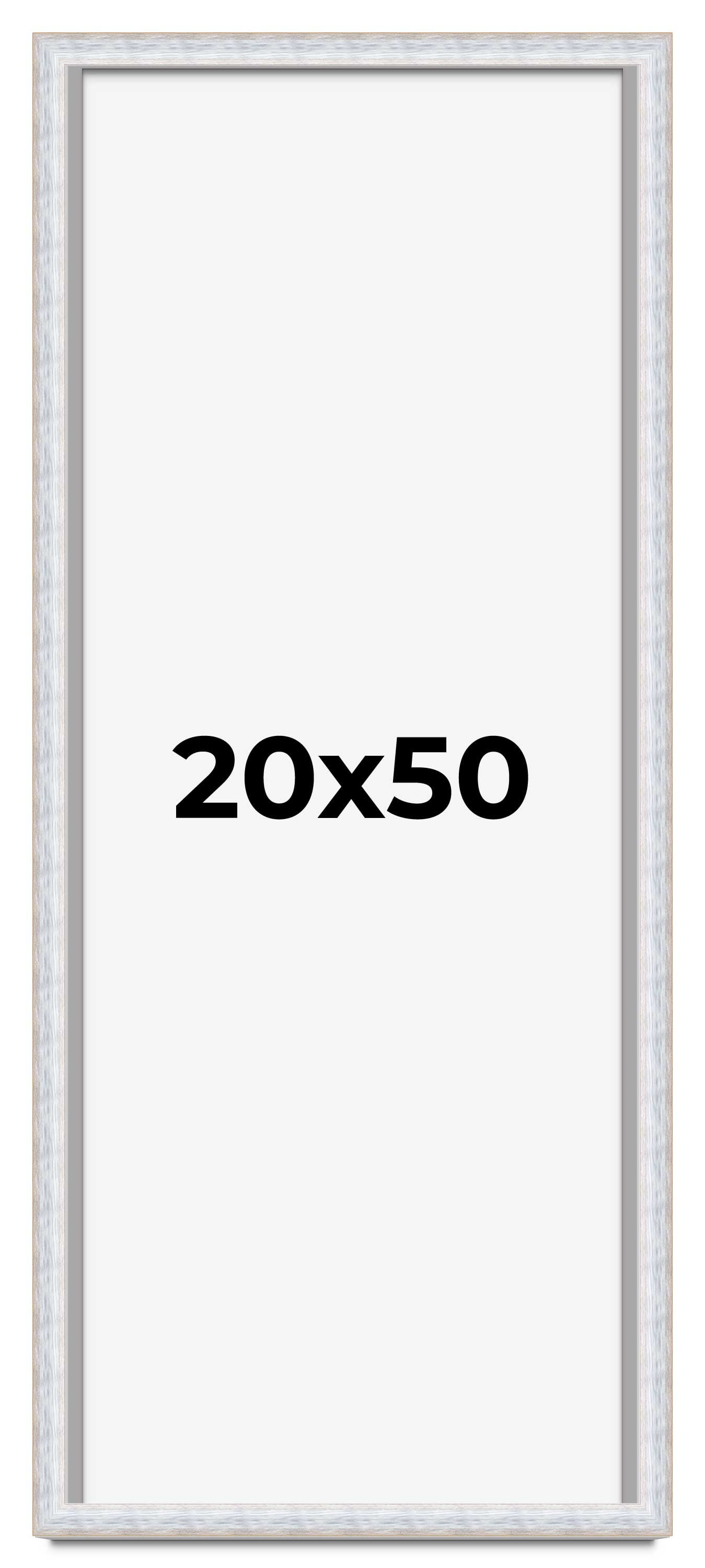 20x50 Shadow Box Frame Silver | 1.625 Inches Deep Real Wood ...