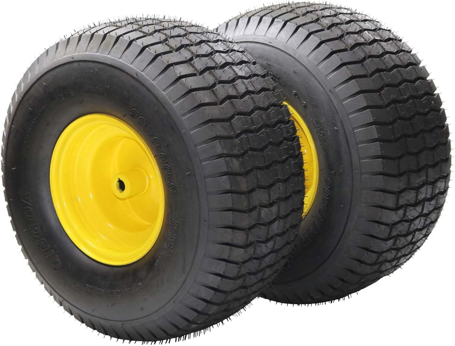 20x8.00-8 Lawn Mower Tire with Wheel Assemblies, 4 Ply, 3.5" Offset Hub ...