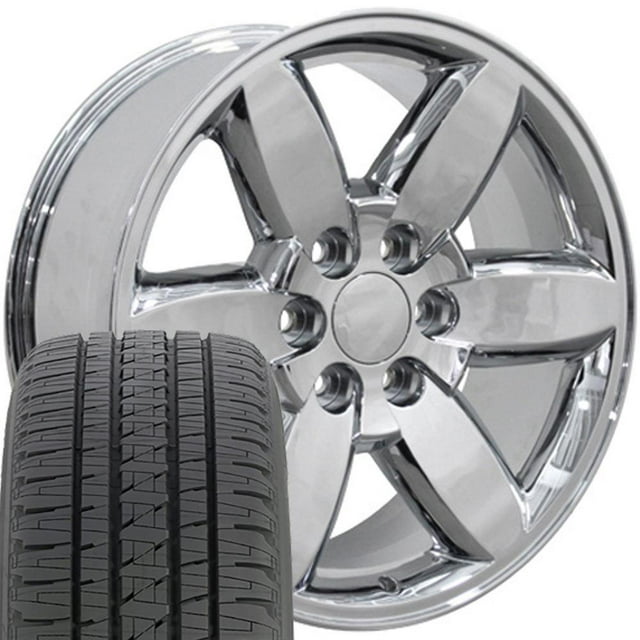 20x8.5 Wheels and Tires fit GMC Chevy Trucks & SUVs - Yukon Style Chrome Rims w/Bridgestone ...