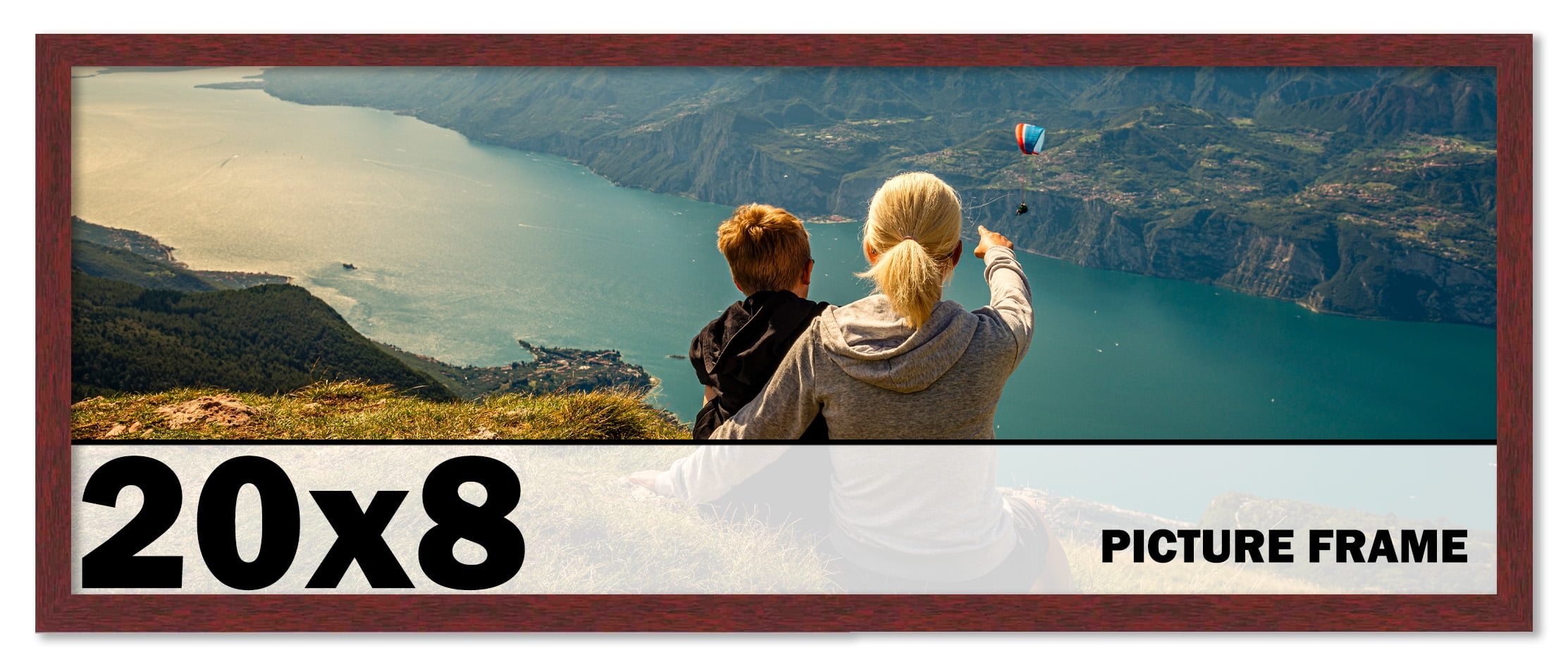 20x8 Frame Brown Mahogany Picture Frame - Solid Wood Frame Kit Includes ...