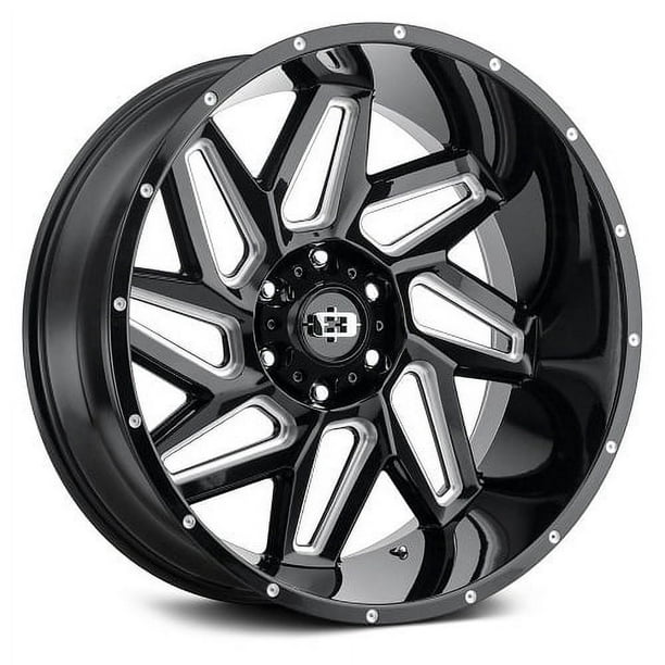 20x9 Vision Off-Road 361 Spyder Gloss Blk Milled Wheel 8x180 (12mm ...
