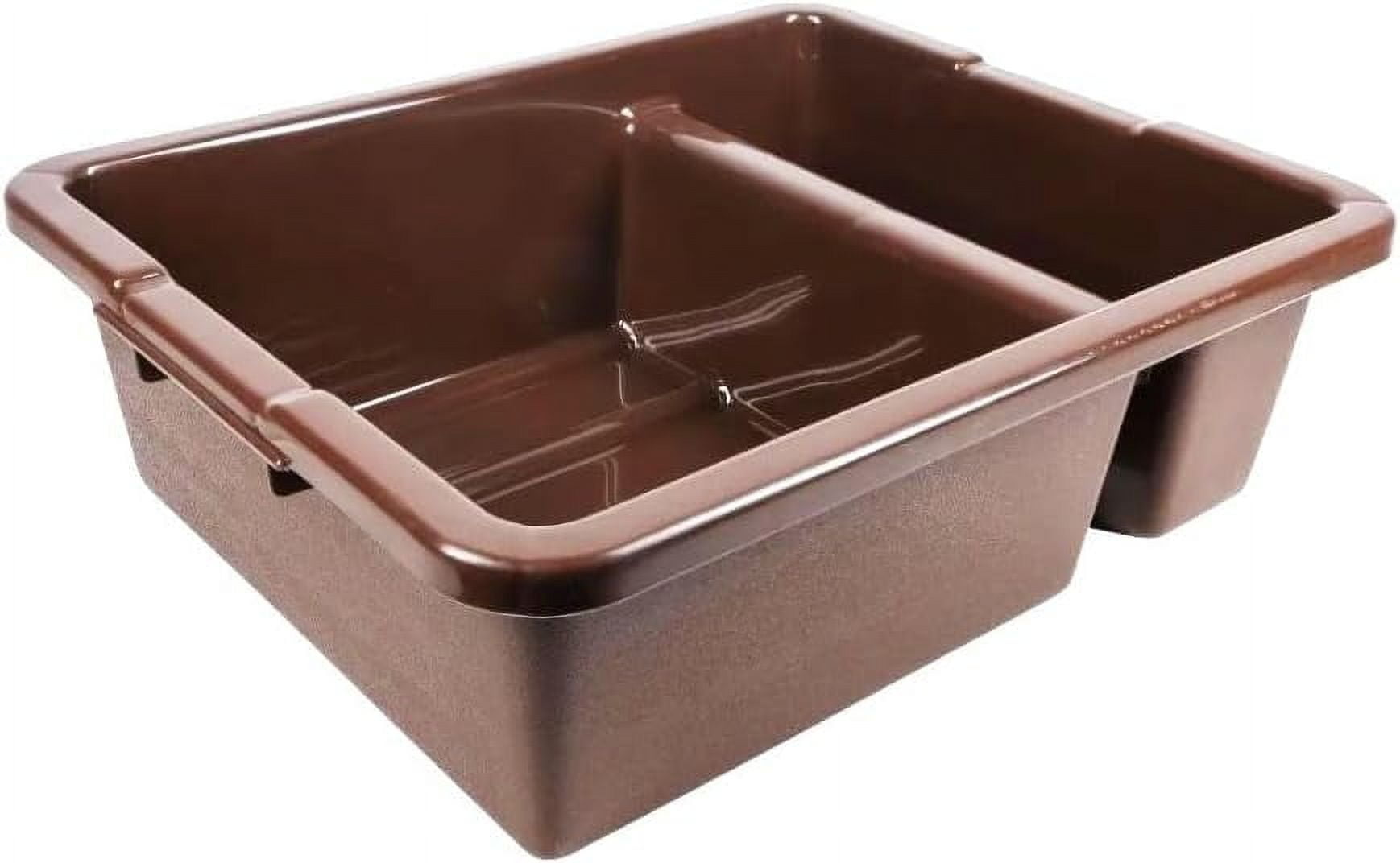 21-1/4" x 17-1/4" x 7” Deep Commercial Divided Bus Box Brown Color Polyethylene- Utility Bus Tub ...