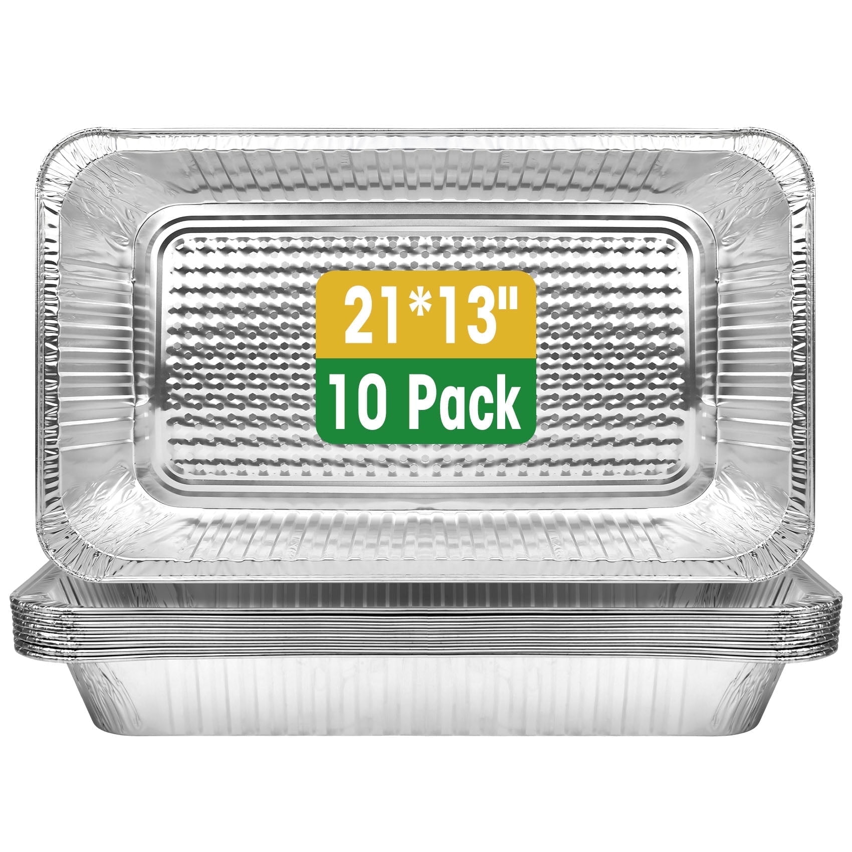 Treamon Aluminum Pans, Disposable Tin Foil Pans, 21" x 13" 10 Count ...