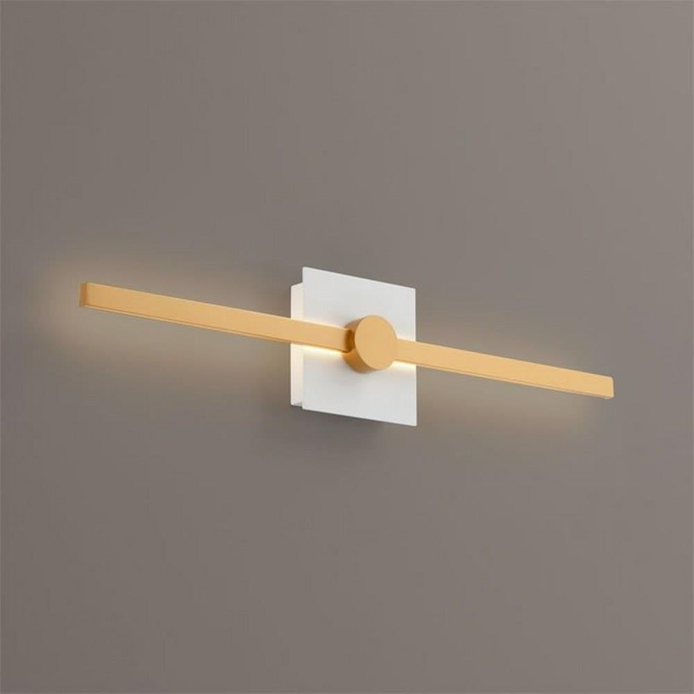21.13 inch 12.5W 1 Led Bathroom Light Fixture-White/Industrial Brass ...