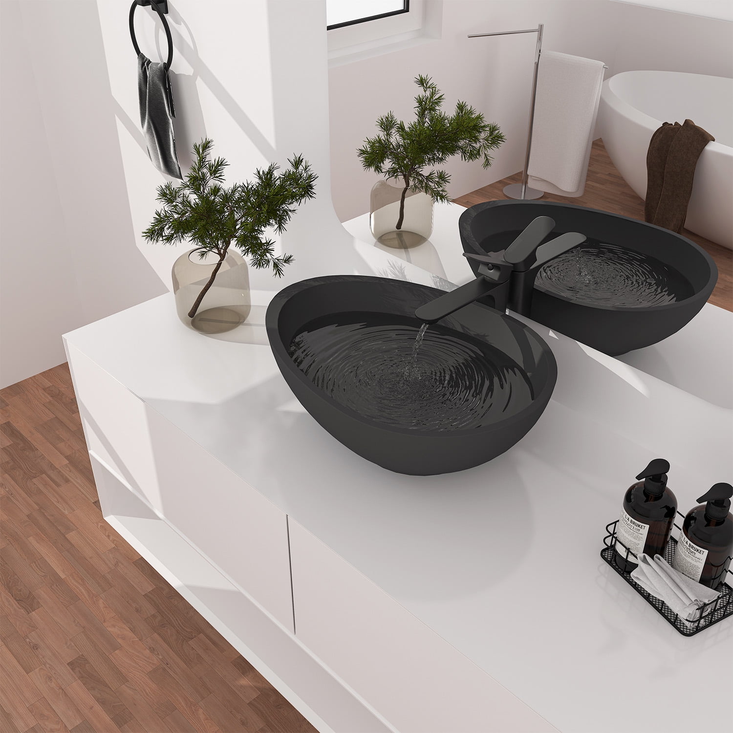 21*15.35-inch egg-shaped bathroom cement art basin with drain in the ...