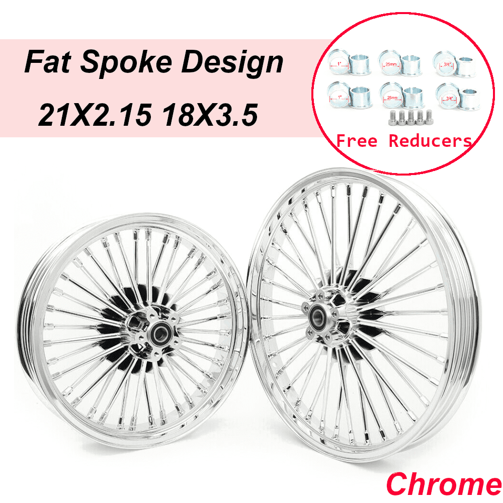 21" + 18" Front Rear Wheels For Harley Dyna Wide Glide Softail Fatboy ...
