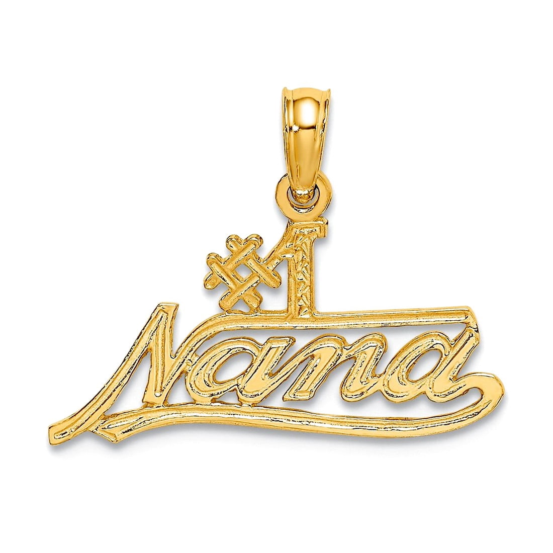 21.1mm 10k Solid Yellow Gold Number 1 Nana Script Charm Pendant ...