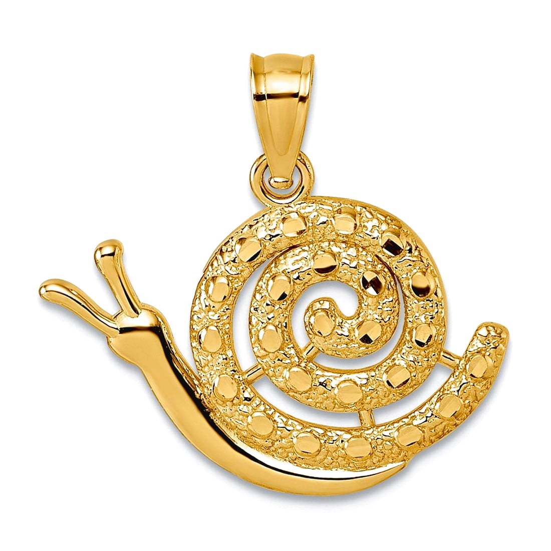 21.1mm 14k Solid Yellow Gold Polished Textured and Sparkle-Cut Snail ...