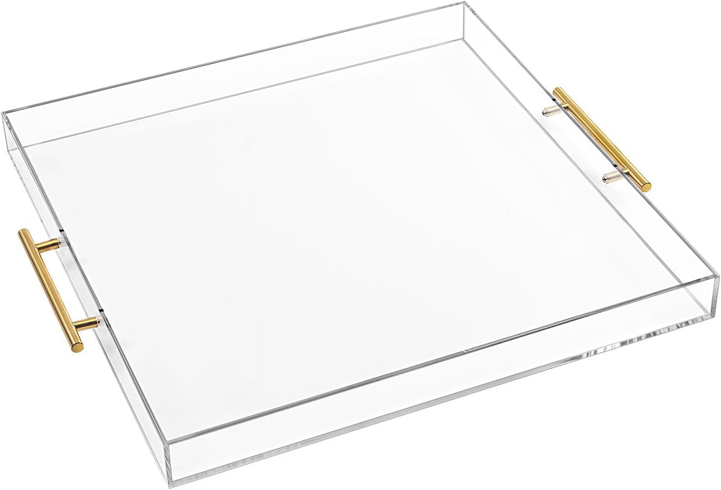 21×21 Inches Large Clear Acrylic Serving Tray with Handles Spill Proof ...