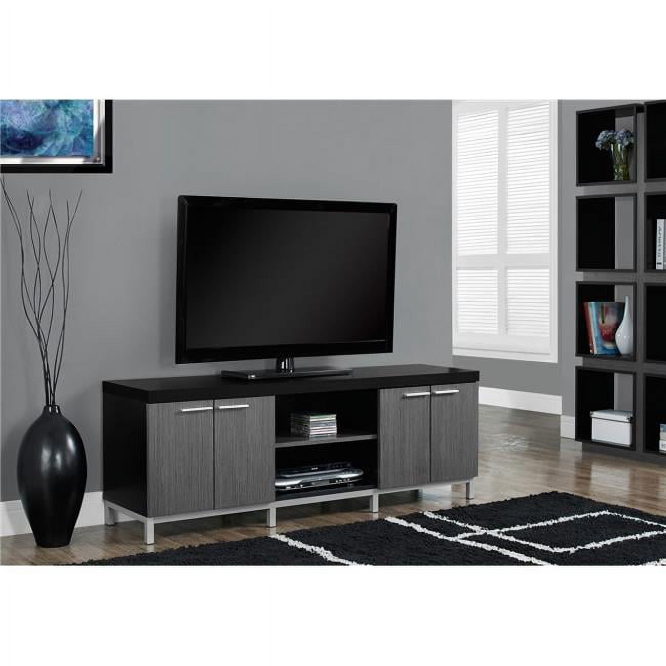 21.25 in. Particle Board, Hollow Core, Grey MDF & Silver Metal TV Stand ...