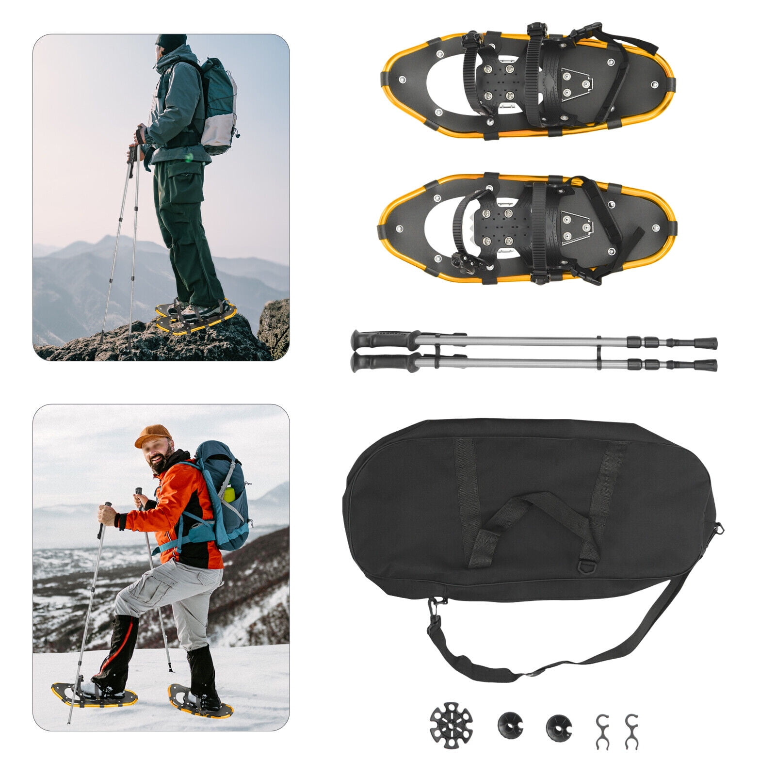 21/25 inch Aluminum Snowshoes with Adjuatable Trekking Poles, Carrying ...