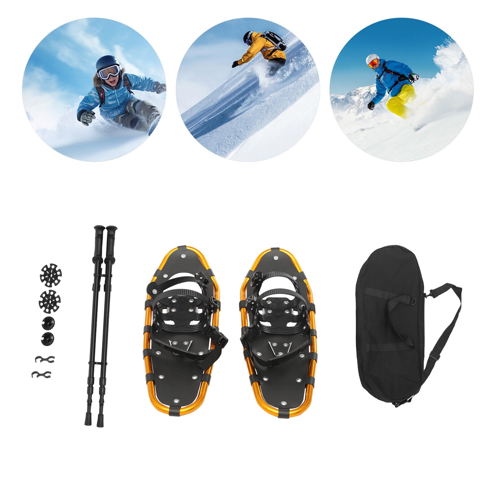 21/25 inch Aluminum Snowshoes with Adjuatable Trekking Poles, Carrying ...