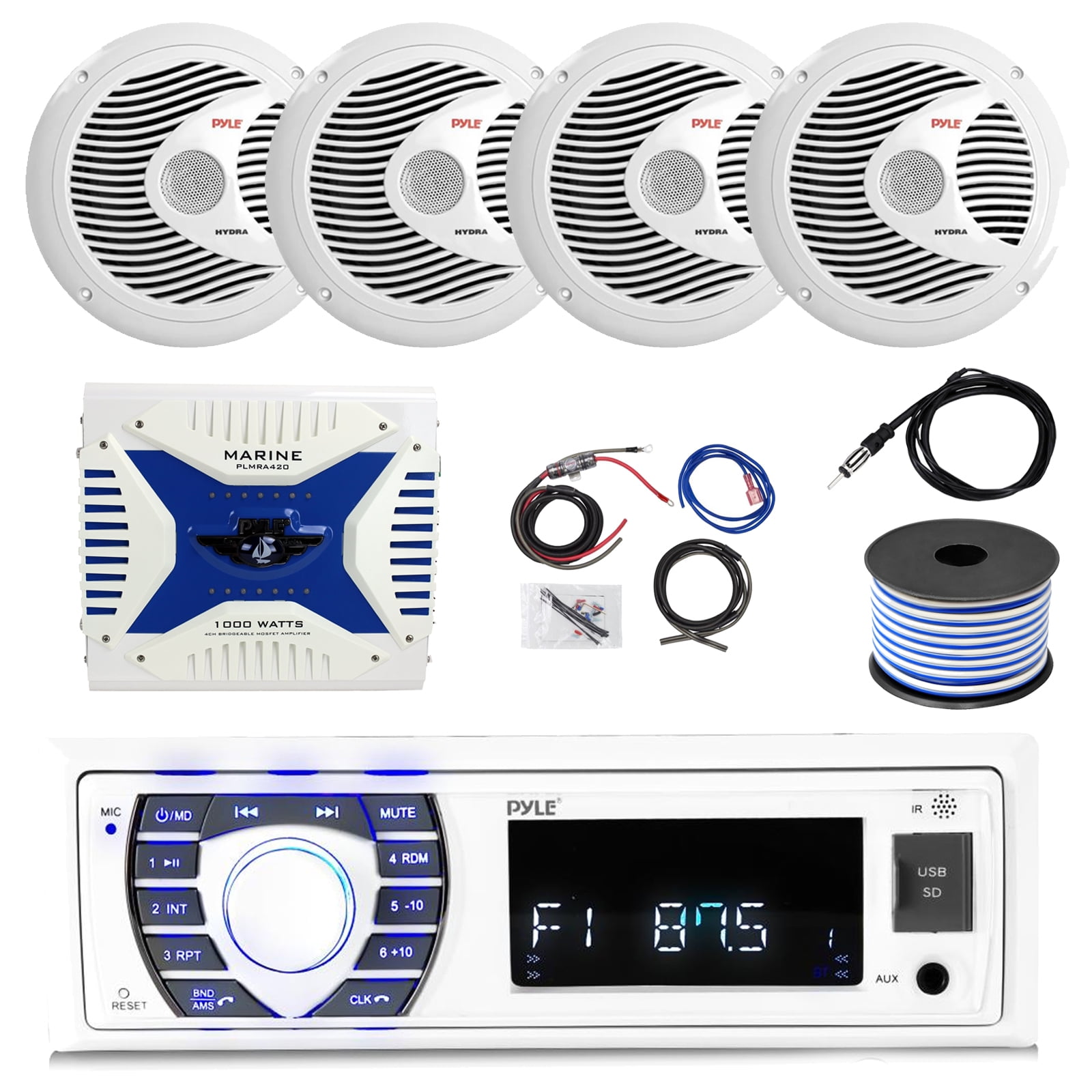 21' - 29' Pontoon Boat: Pyle Bluetooth Marine Receiver, 4x 6.5'' 150 ...