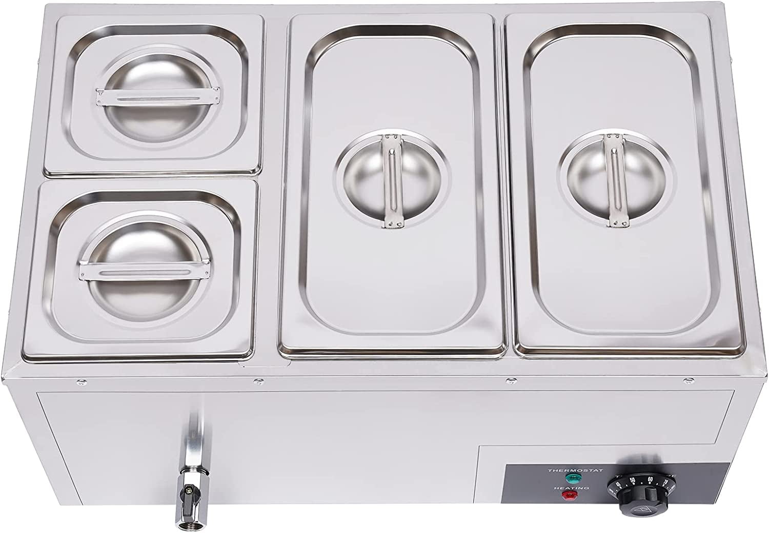 21.2QT 850W Electric Food Warmer, 4-Pan Steam Table Stainless Steel ...
