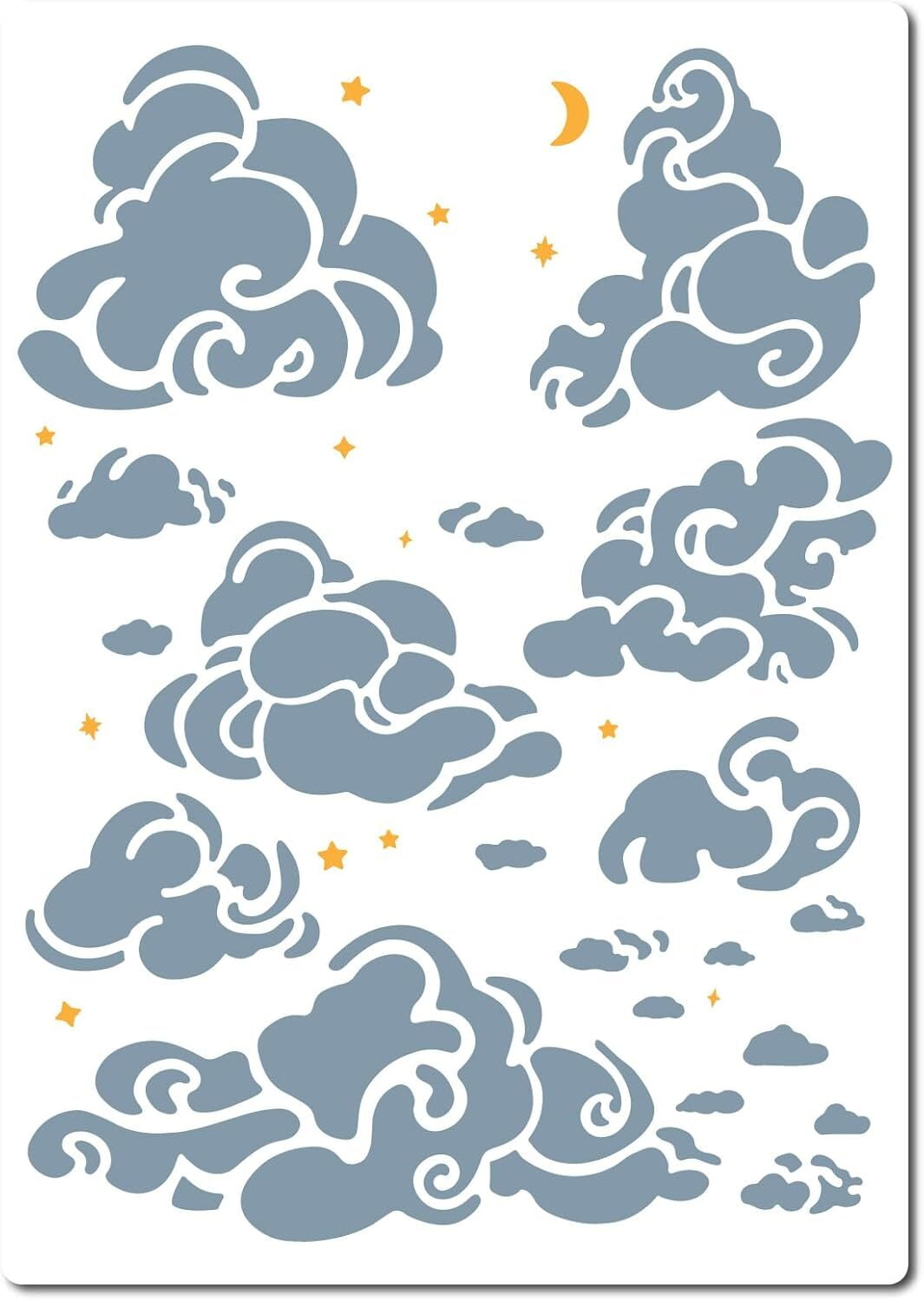21 * 30cm Cloud Star Moon Stencil Designs Large Cloud Wall Templates ...