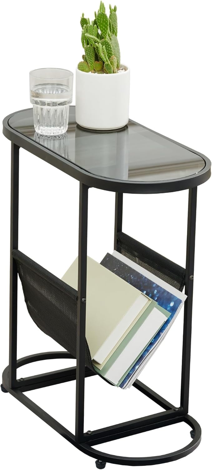 21" Small Side Tables with Magazines Organizer Storage Oval End Coffee ...