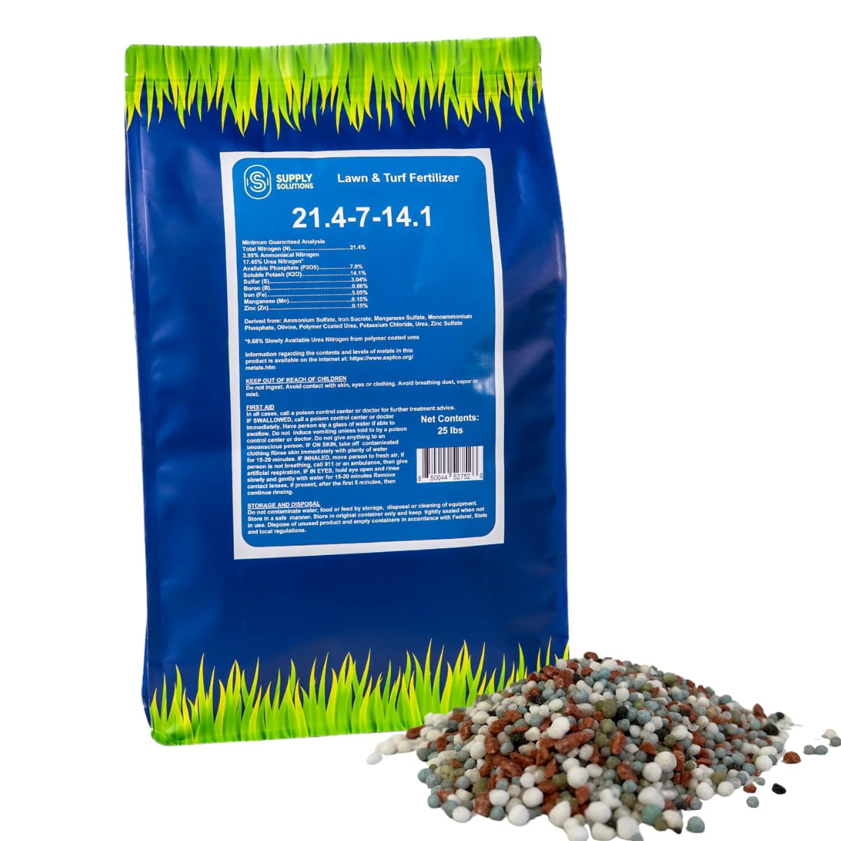 21.4-7-14.1 Lawn and Turf Fertilizer with Iron - Achieves a Lush Green ...
