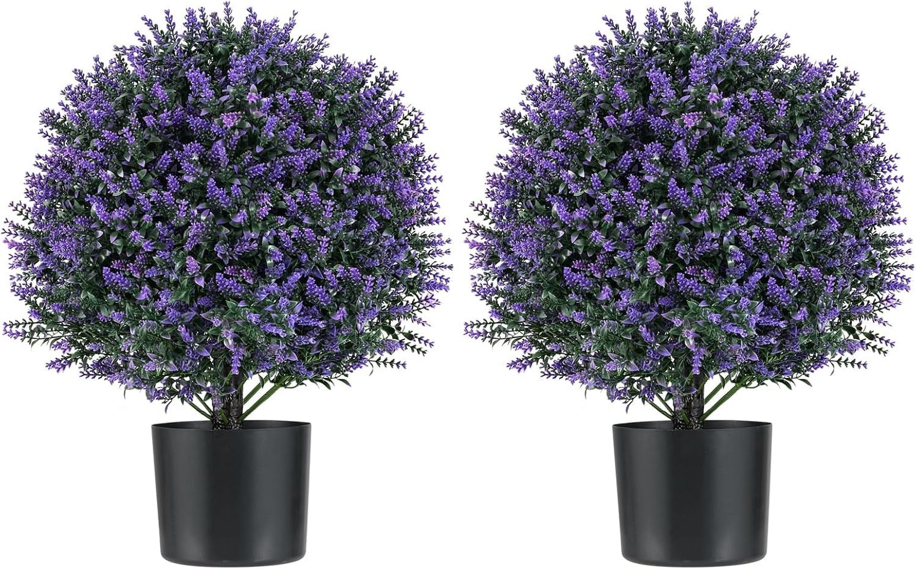 21.5’’ Artificial Lavender Topiary Ball Tree, Set of 2 Faux Potted ...
