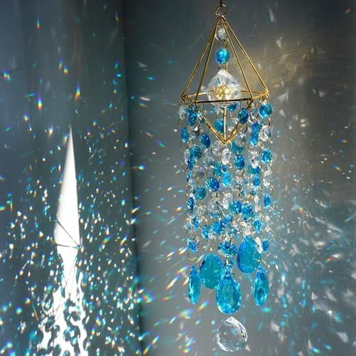 21.5'' Crystal Suncatchers, Handmade Blue Suncatcher for Window Hanging ...