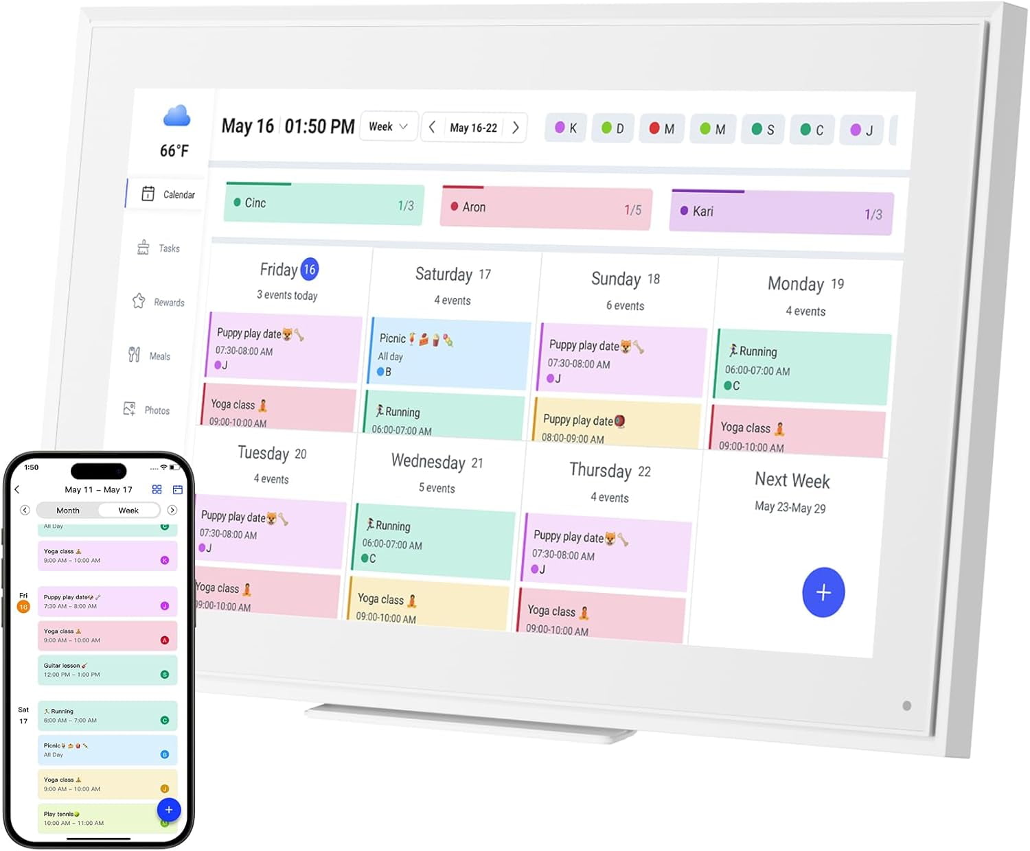 21.5" Digital Calendar Chore Chart,1080P Full HD Interactive ...