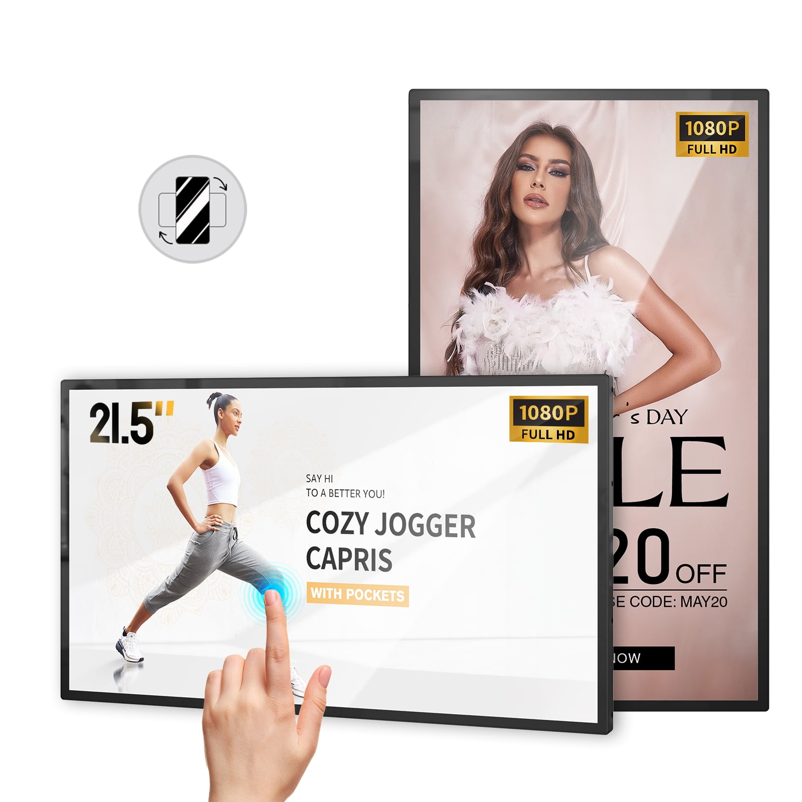 21.5" Multi-TouchScreen 1080P LCD Digital Signage Display-Automatic ...