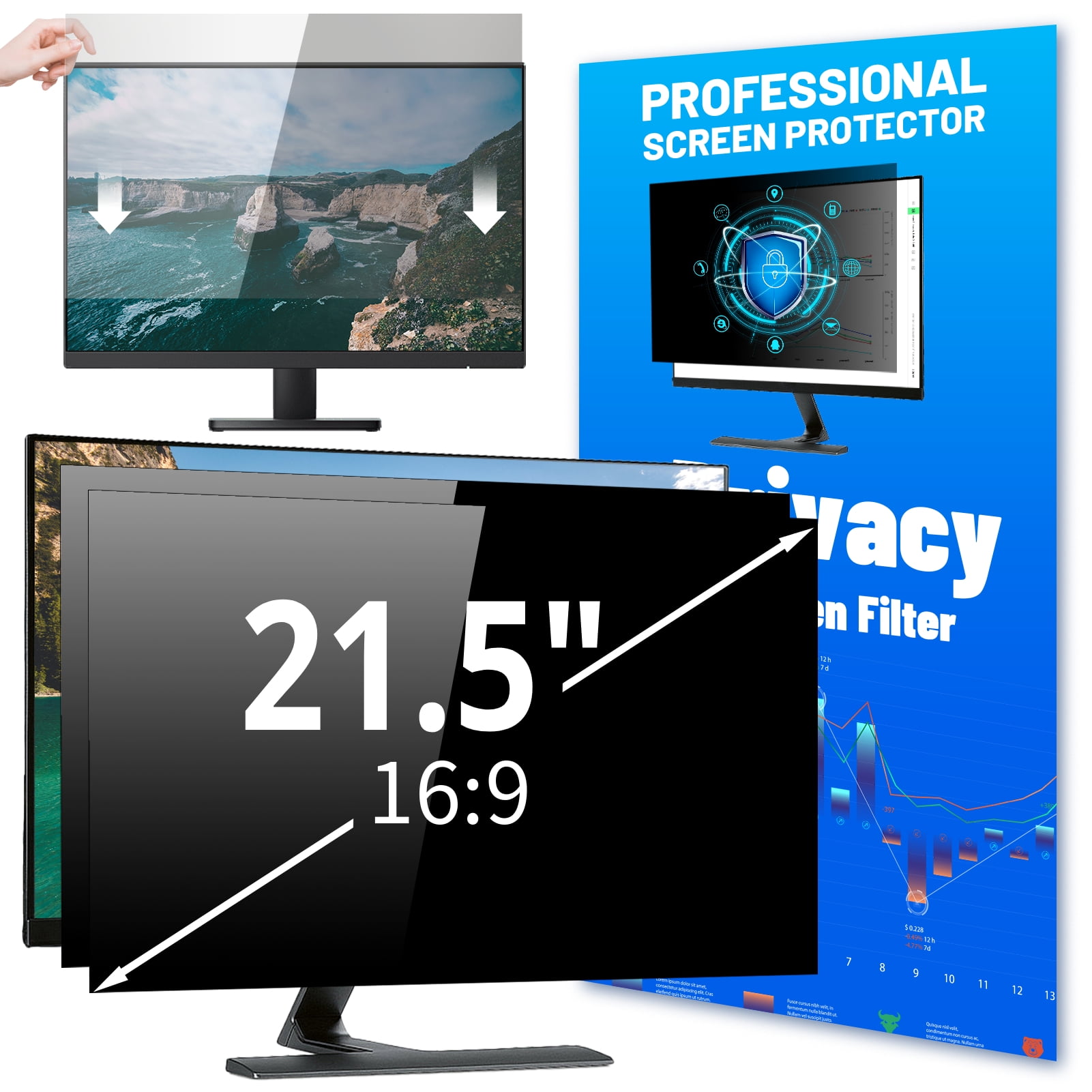 21.5 inch Computer Privacy Screen Filter for 16:9 Widescreen Monitor ...