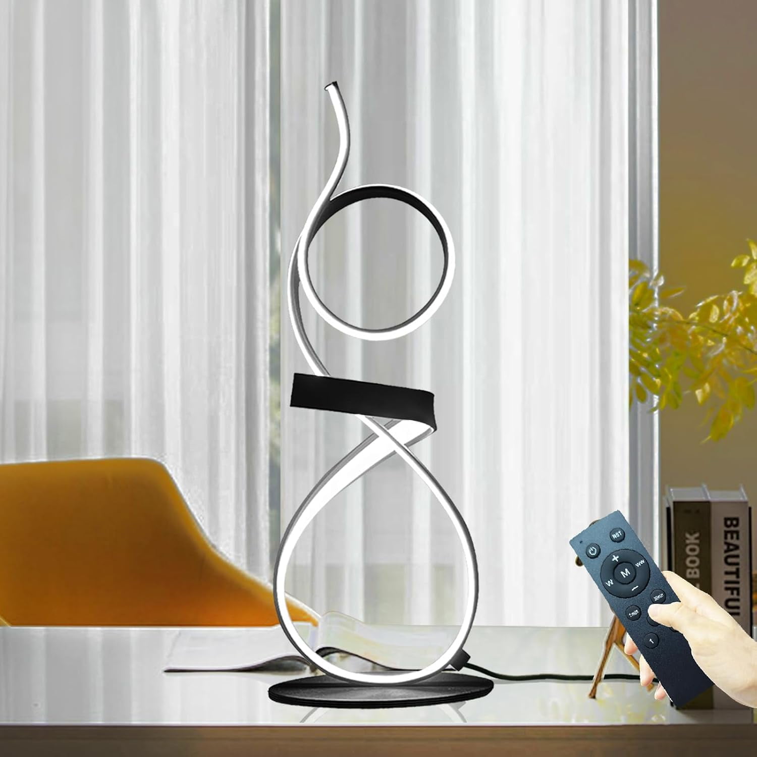 21.6 Inch Art Table Lamp with Remote Control, 3 Color Changing Modes ...