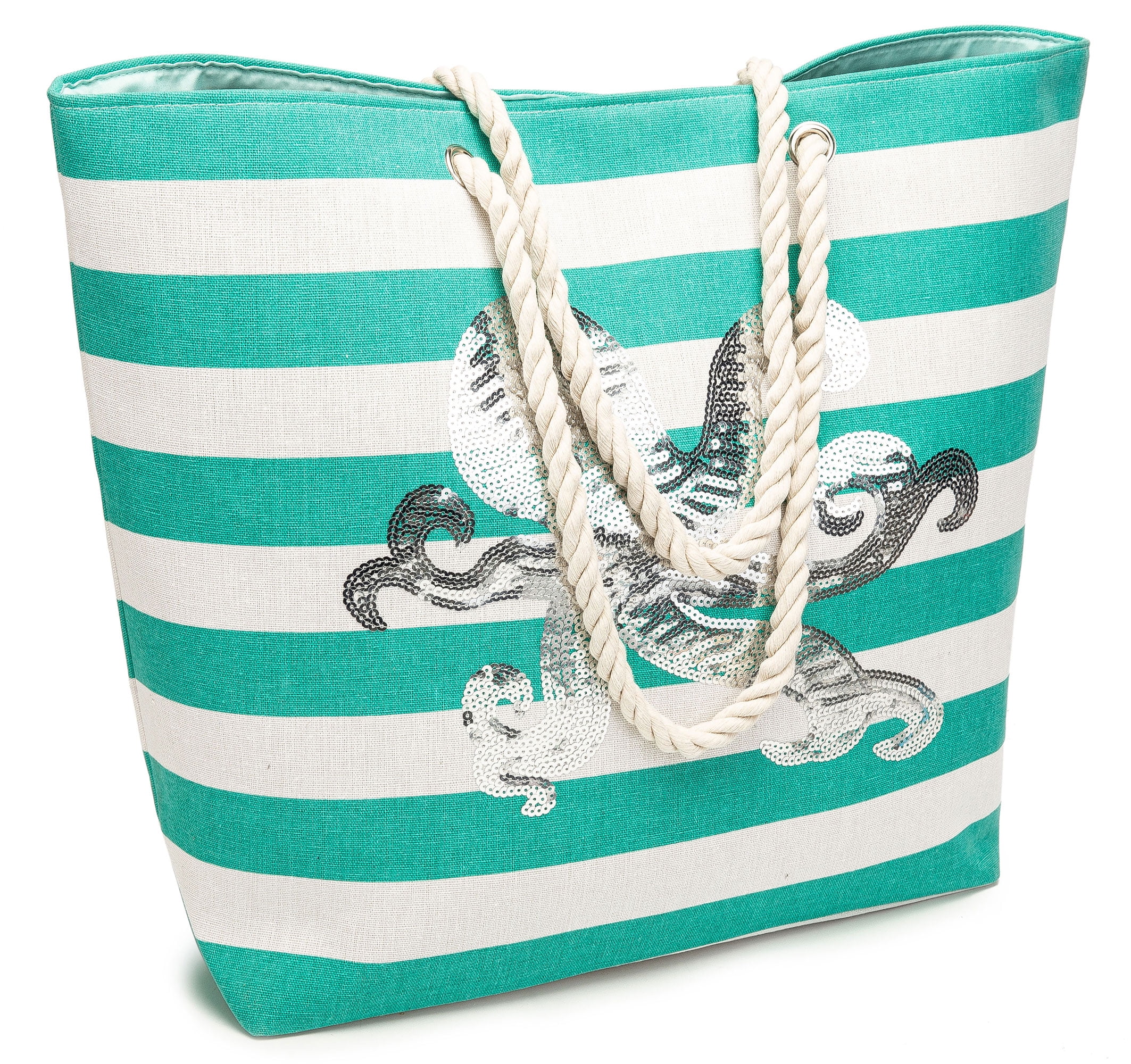 21.6" Large Beach Tote Bag Heavy Duty Handbag with Rope Handles and ...
