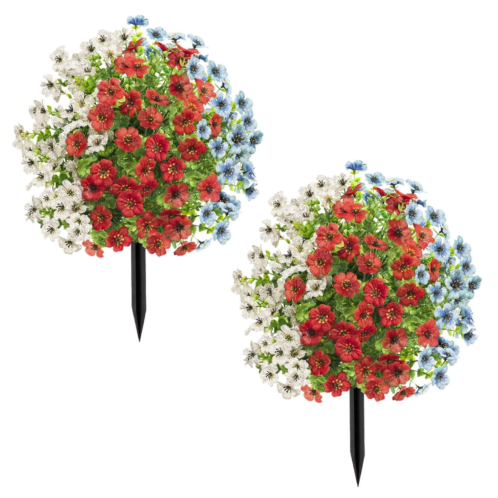 21.6" Patriotic Topiary Ball Trees Artificial Red White and Blue ...