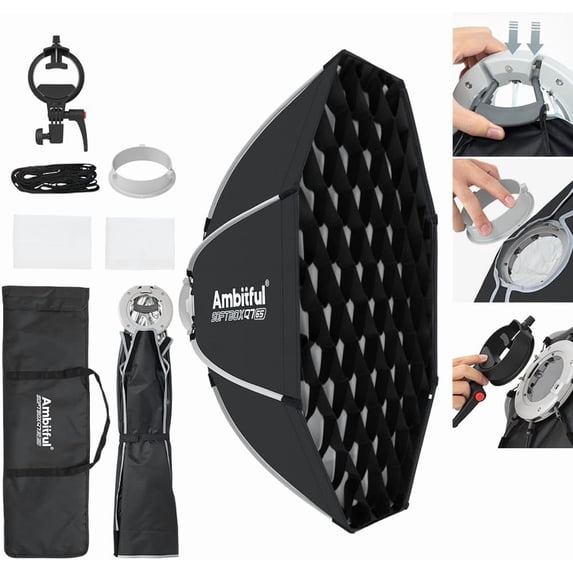21.6" Softbox Quick Release with Bowens Mount & Speedlite Bracket for ...