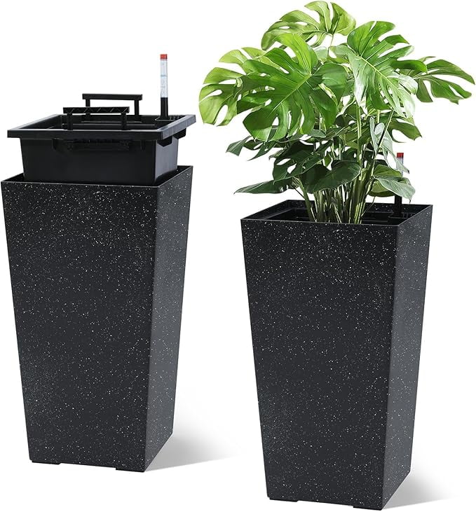 21.6" Tall Rectangular Planters Set of 2 Large Modern Plant Pots with ...