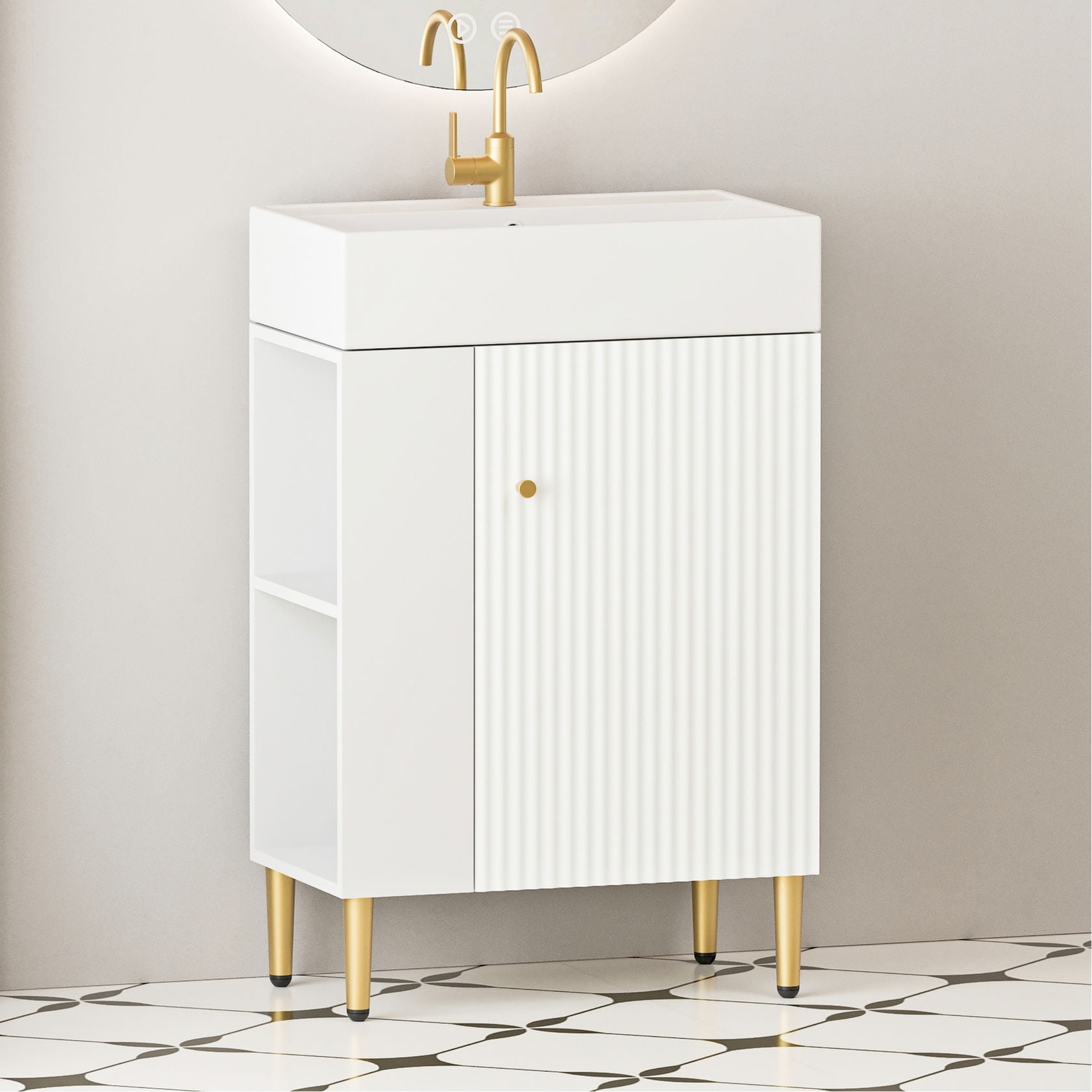 21.6" Vanity with Soft-Closing Feature | Bathroom Vanity for Concealed ...