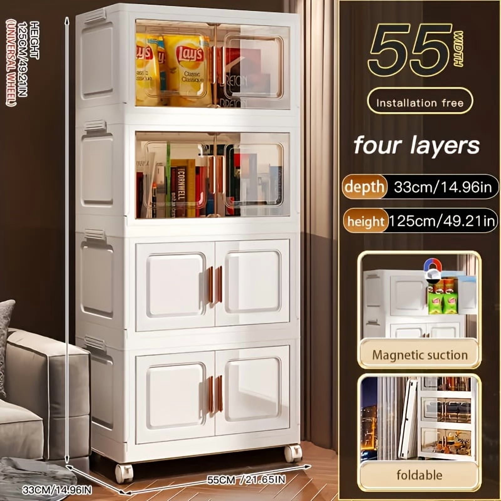 21.65-inch 5-1 Layer Large Plastic Storage Box with Flip Cover ...