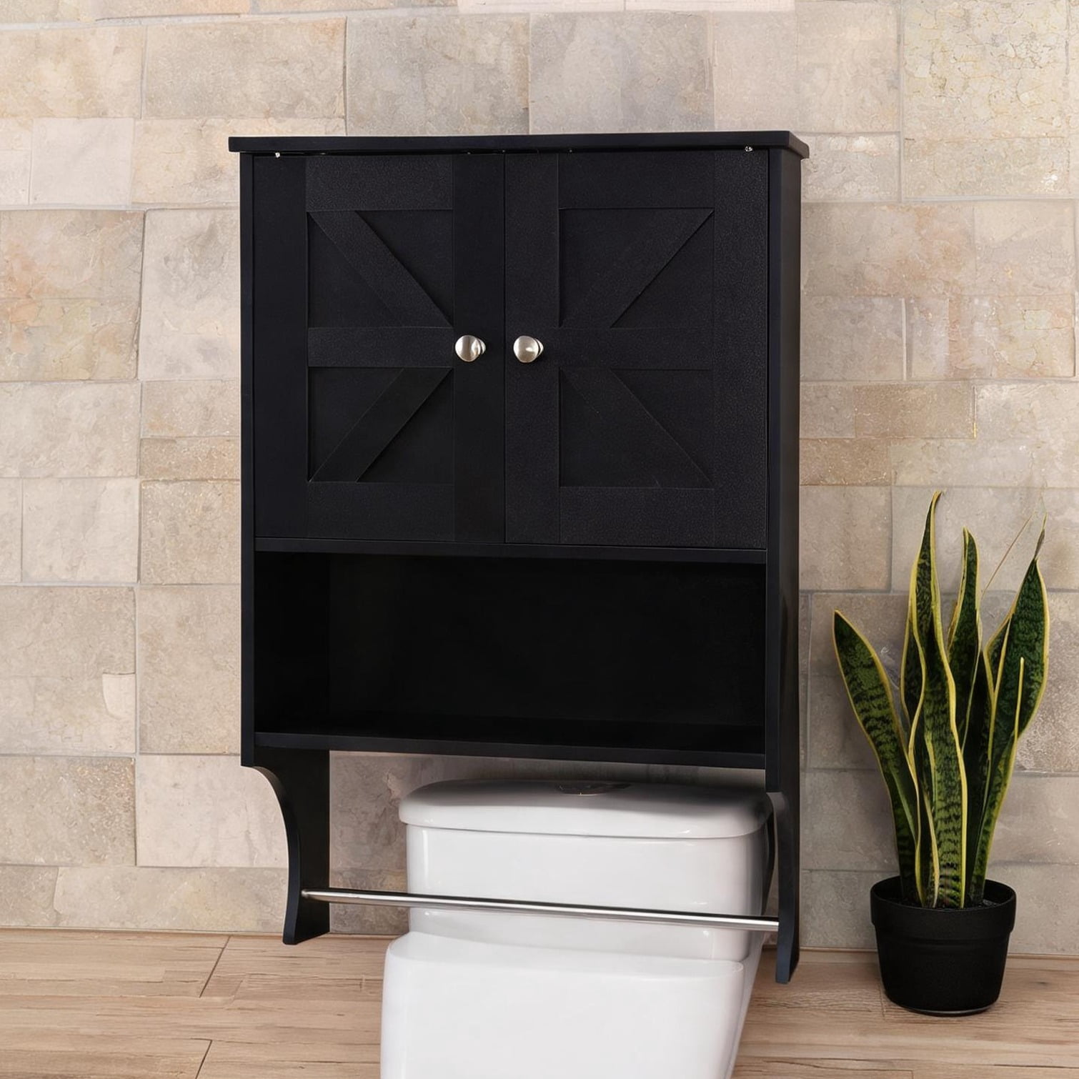 21.65 x 7.1 x 27.6-Inch Farmhouse Over-the-Toilet Storage Cabinet ...