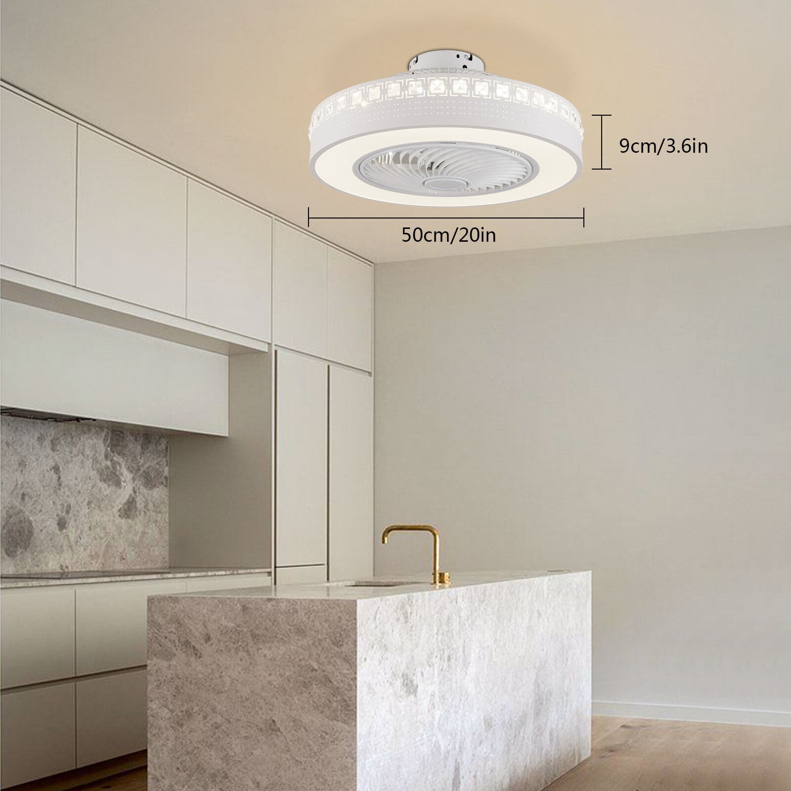 21.6inch Round Indoor LED Lighting Ceiling Fan Light Dimmable ...