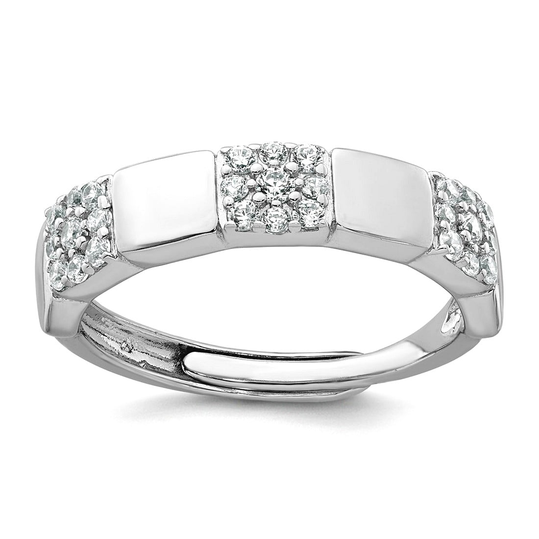 21.6mm 925 Sterling Silver Rhodium Plated Polished Pave Cubic Zirconia ...