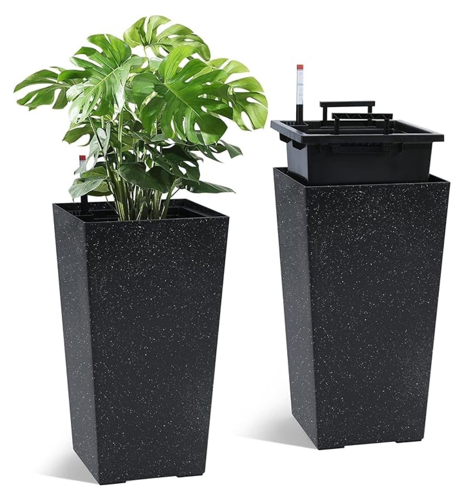 21.7" Tall Rectangular Planter Set of 2, Large Modern Self-Watering ...