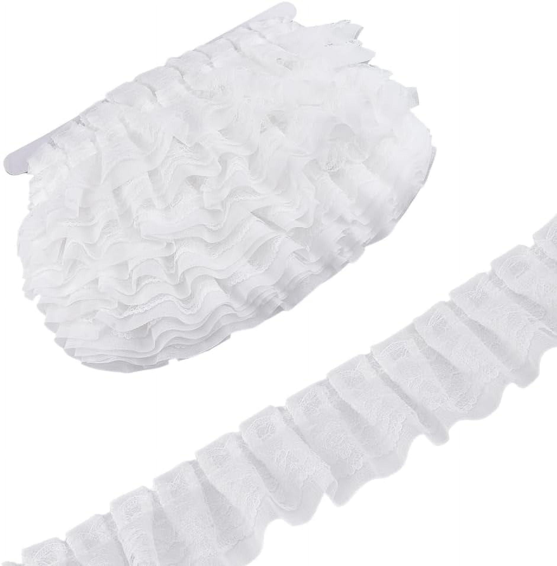 21.8 Yards White 2 Layer Ruffle Lace Trim 2 inch Gather Pleated Trim ...