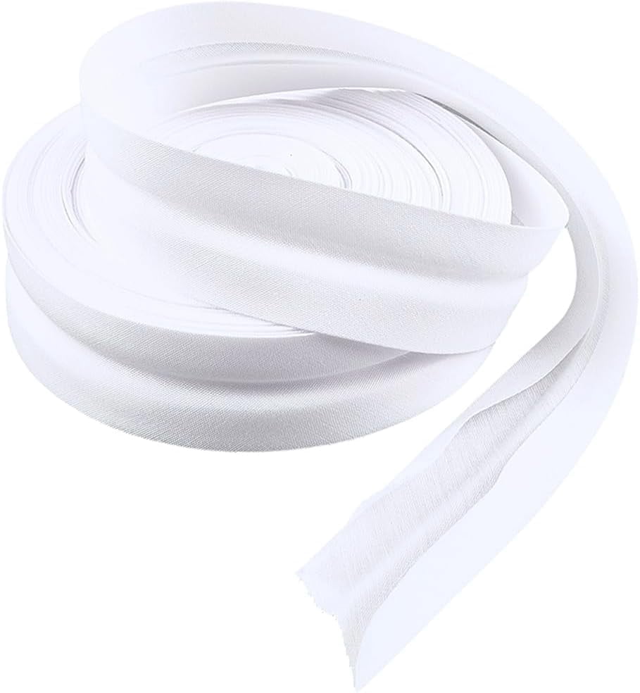 21.87 Yards 0.98 Inch White Bias Tape Woven Fabric Ribbon Double Fold ...