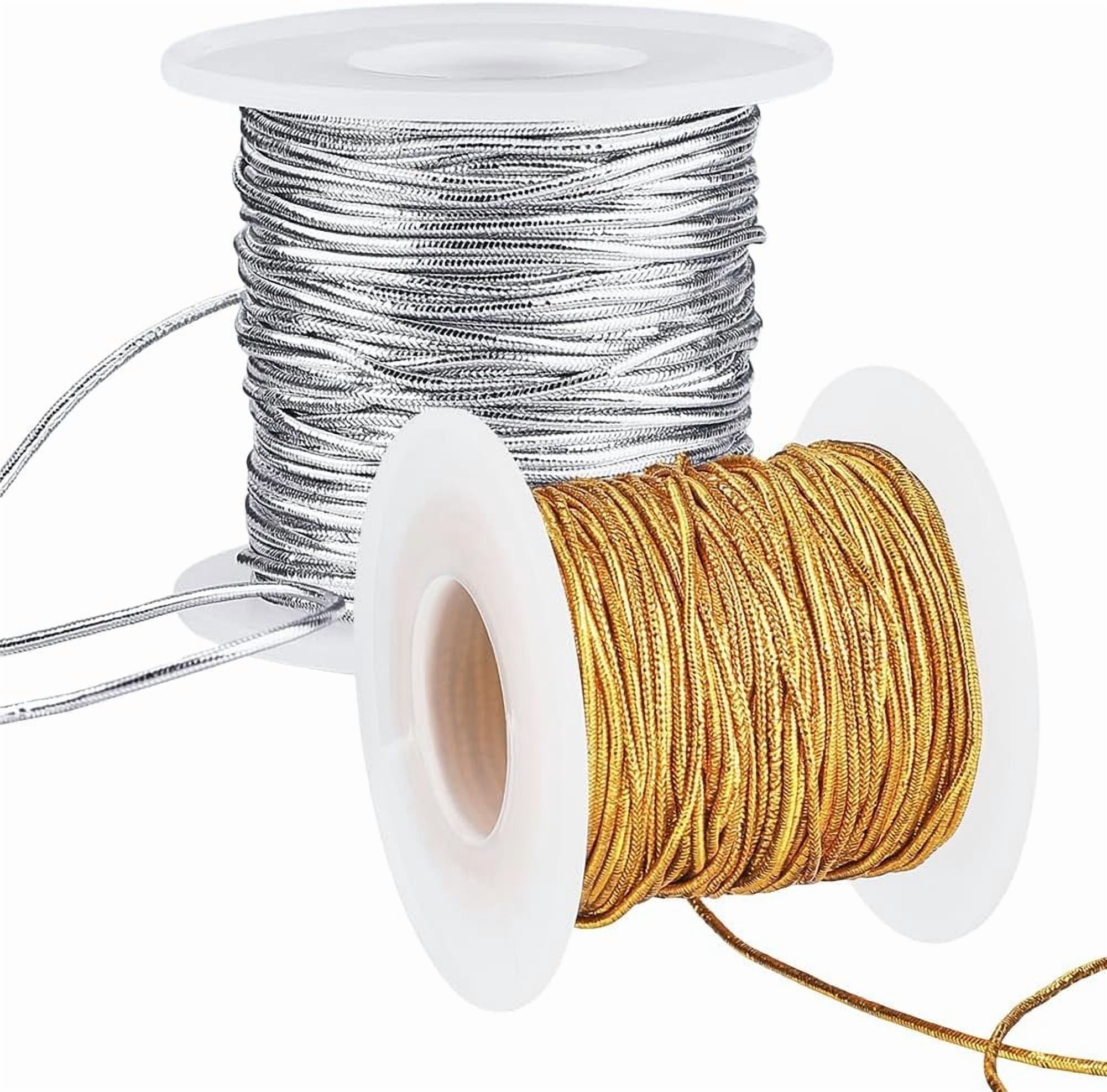 21.87 Yards 1MM Gold and Silver Metallic Elastic Twine Round Cord ...
