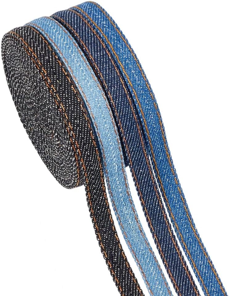 21.88 Yards Denim Ribbon 4 Colors 11mm Stitch Ribbon Cloth Fabric ...