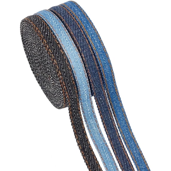21.88 Yards Denim Ribbon 4 Colors 11mm Stitch Ribbon Cloth Fabric ...