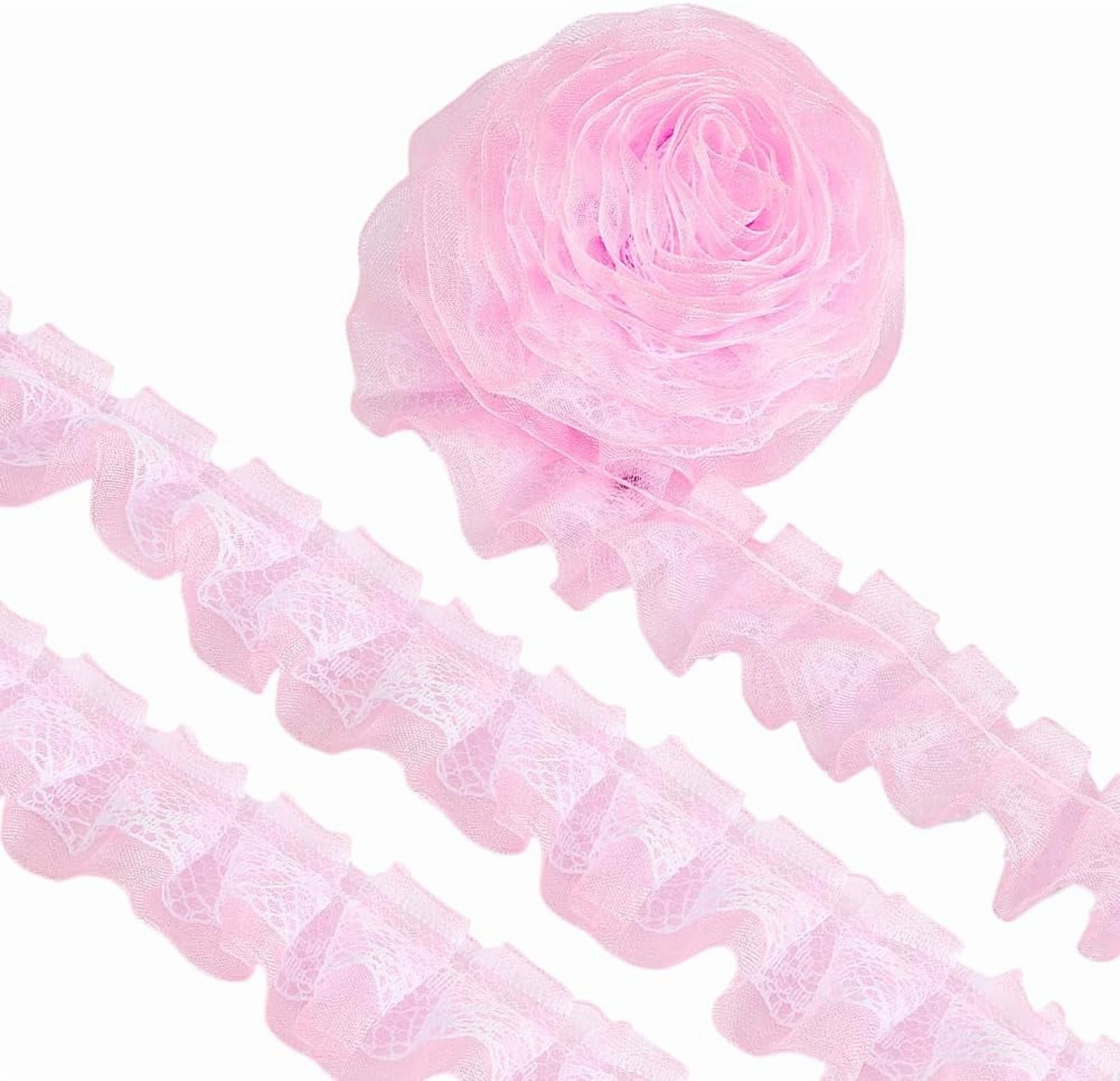 21.8Yards 2-Layer Ruffle Lace Pleated Trim 1 inch Pleated Lace Ribbon ...