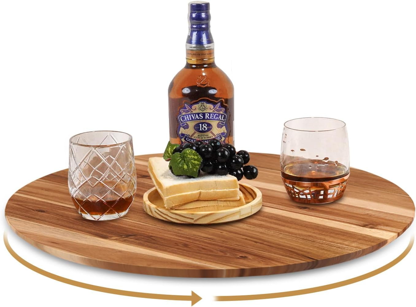 .21 Acacia Wood Lazy Susan, Wood Turntable Organizer, Turntable Tray ...